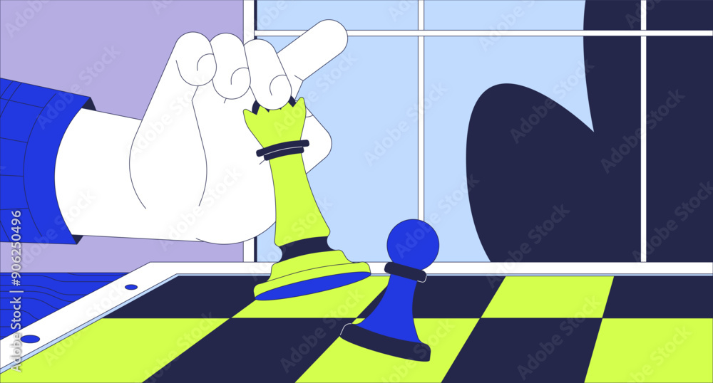 Chess strategy in business 2D illustration concept. Queen chess piece ...