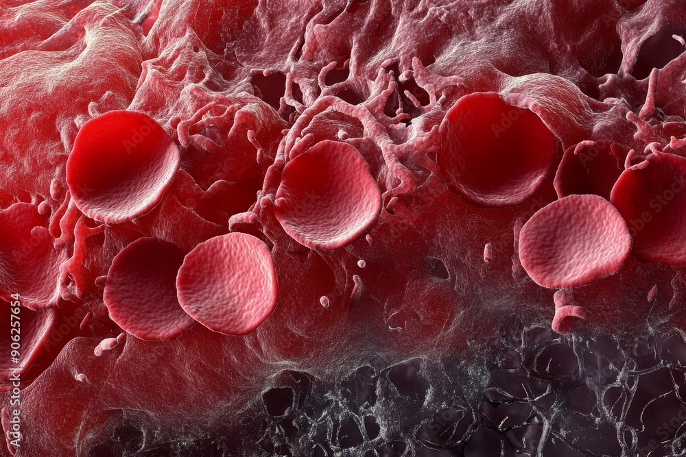 Macro shot of platelets aggregating to form a clot, highlighting the ...