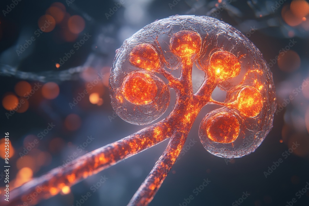 Detailed depiction of the filtration process in a kidney nephron ...