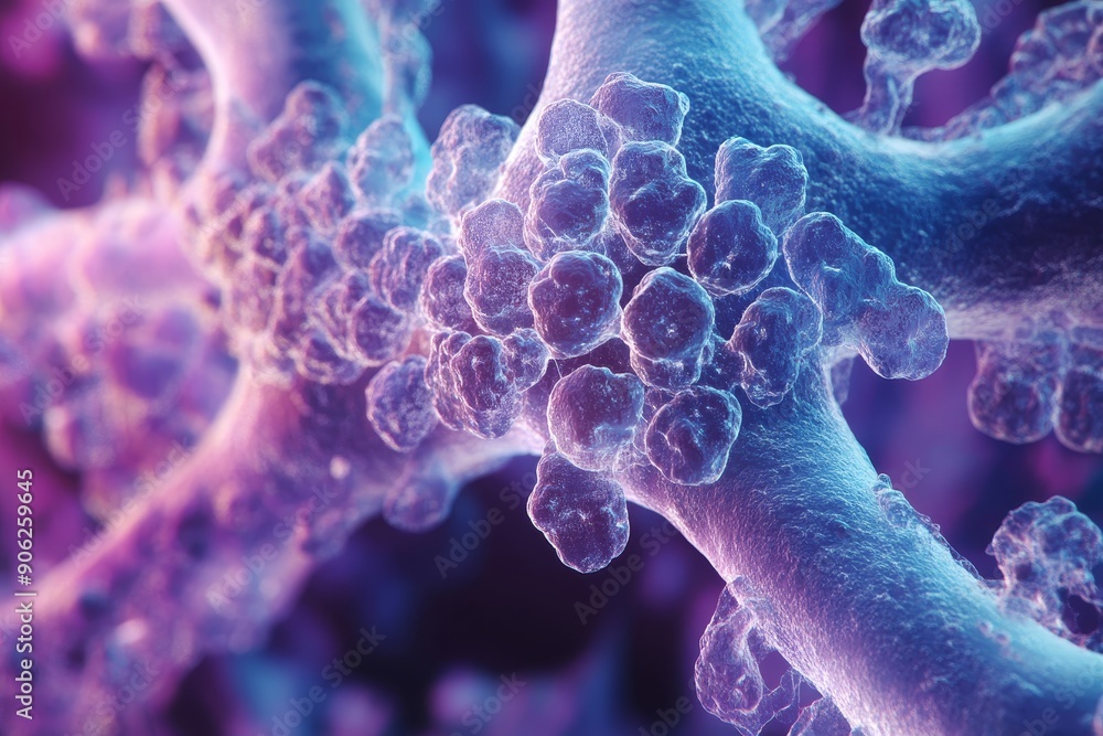 Macro view of the exchange of gases in the alveoli of the lungs ...