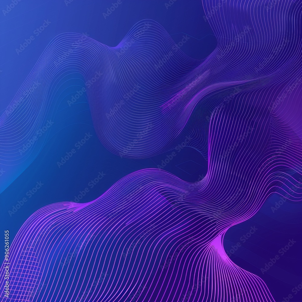 purple blue gradient background with technology networking mapping and ...