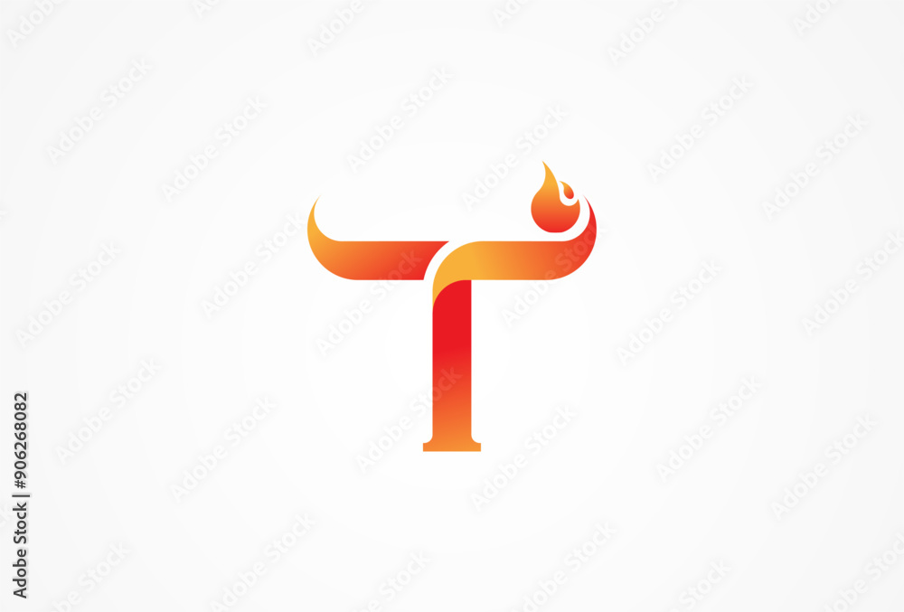 Letter T Flame Logo, letter T with flame combination, usable for brand ...