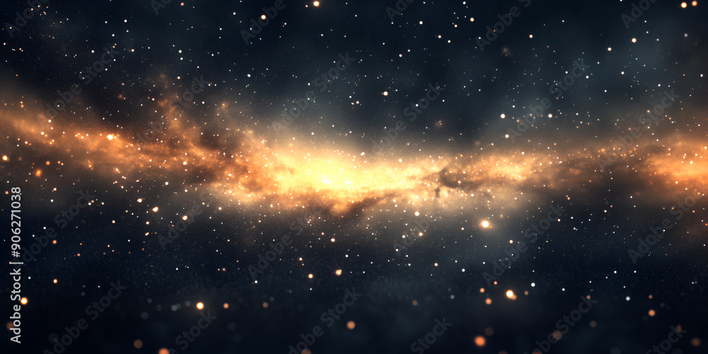 Milky Way And Universe In 3d Vivid Yellow Red Galaxies Against A Starry ...