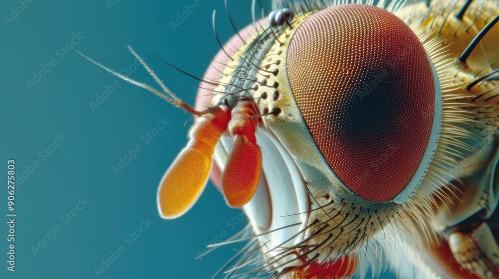 A close-up view of a fruit fly's eye under a microscope, revealing the ...