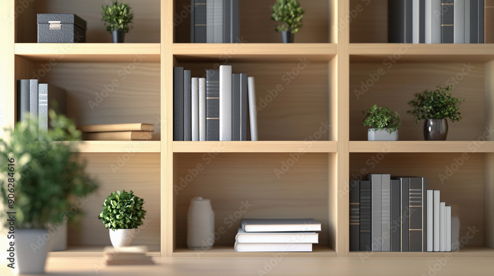Business Zoom Background, professional office setting with bookshelves ...