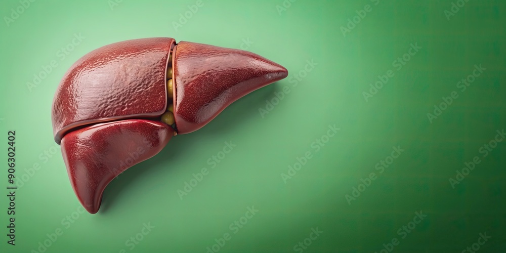 An of the human liver in section on a flat green background , Human ...