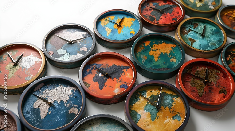 World Map Clocks Time Zones. Stock Illustration | Adobe Stock