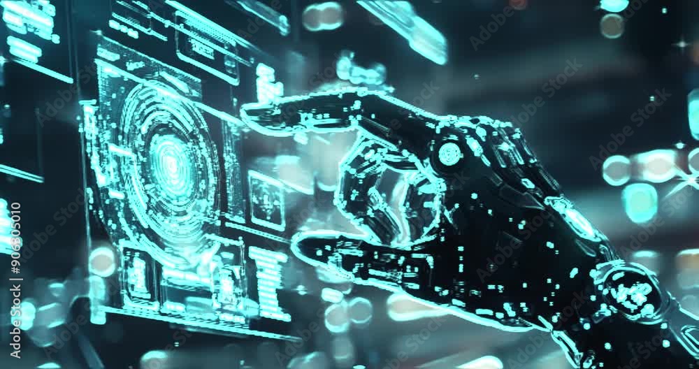 Create a futuristic background featuring a real depiction of AI ...