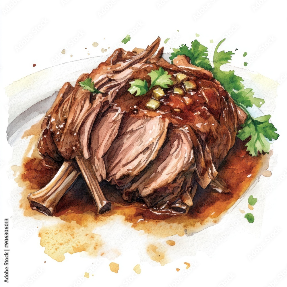 Carnitas Slow-cooked pork clip art clip art watercolor illustration ...