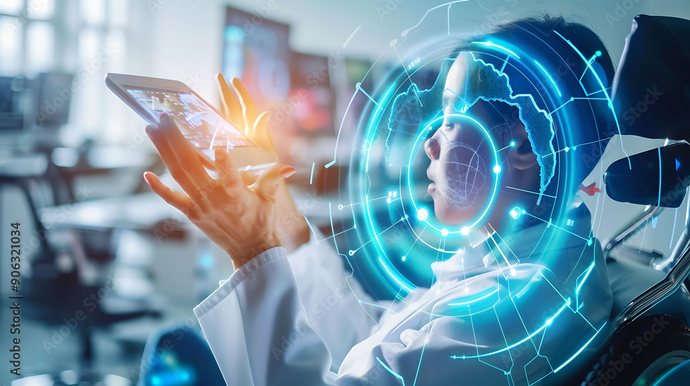 Person with a cognitive disability using a smart device designed with ...