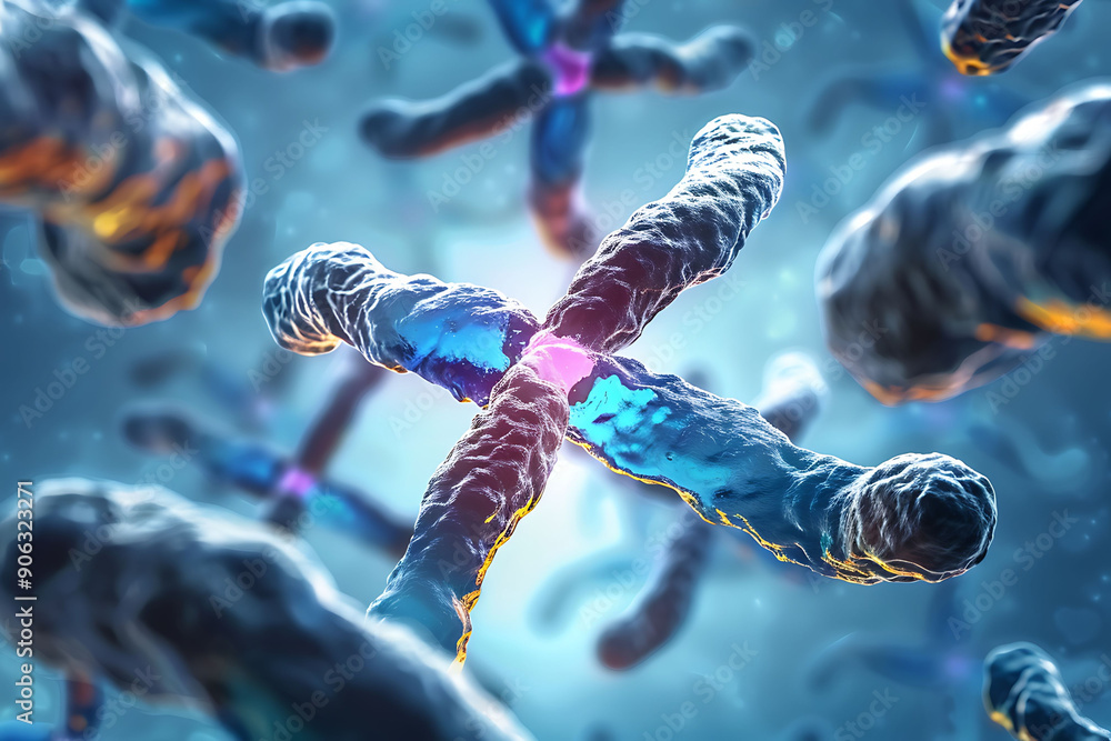 Chromosome highlighted centromere telomere and various genes ...
