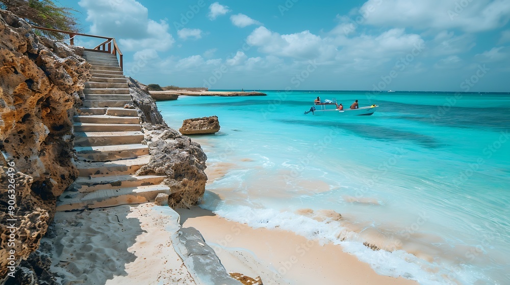 Tres Trapi Steps Triple Steps Beach Aruba A popular beach for diving ...