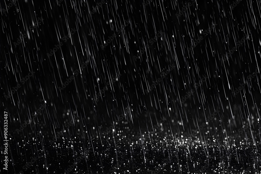 Falling raindrops footage animation in slow motion on black background ...