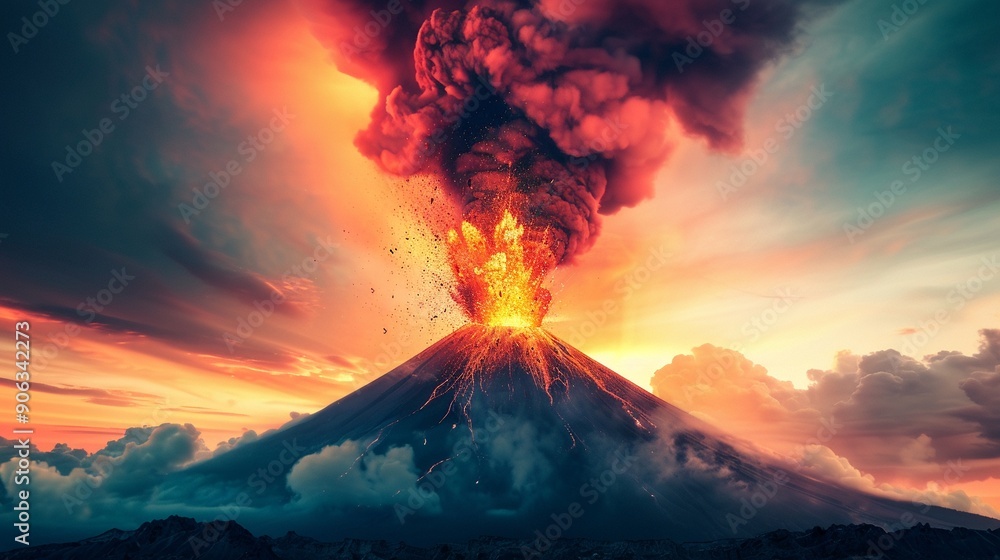 Intense inferno following a massive eruption, extensive wreckage and ...