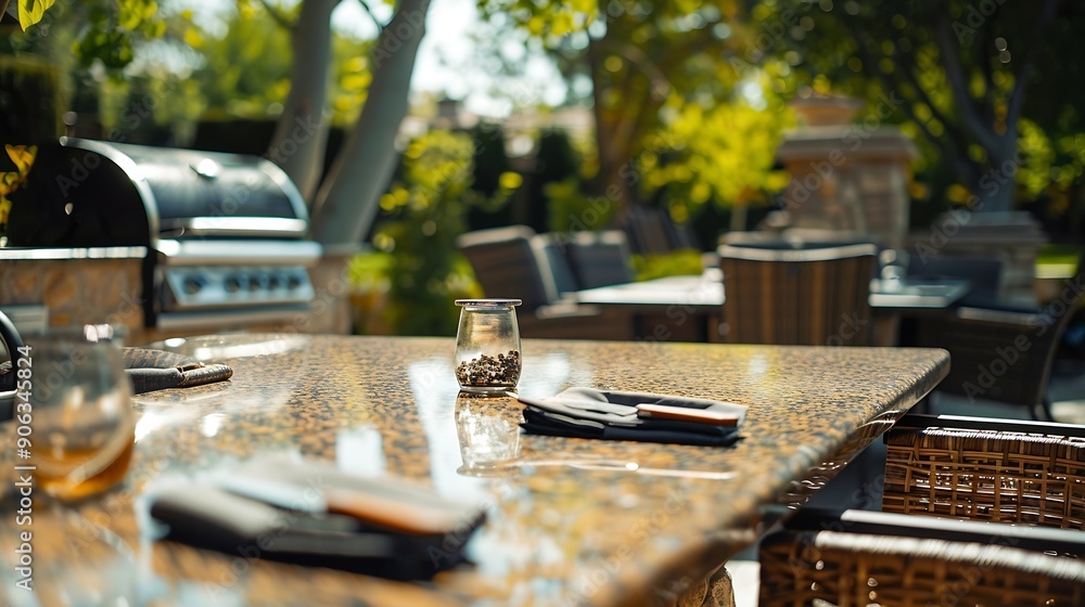 Area with barbecue and grills for roasting meats consisting of a cold ...