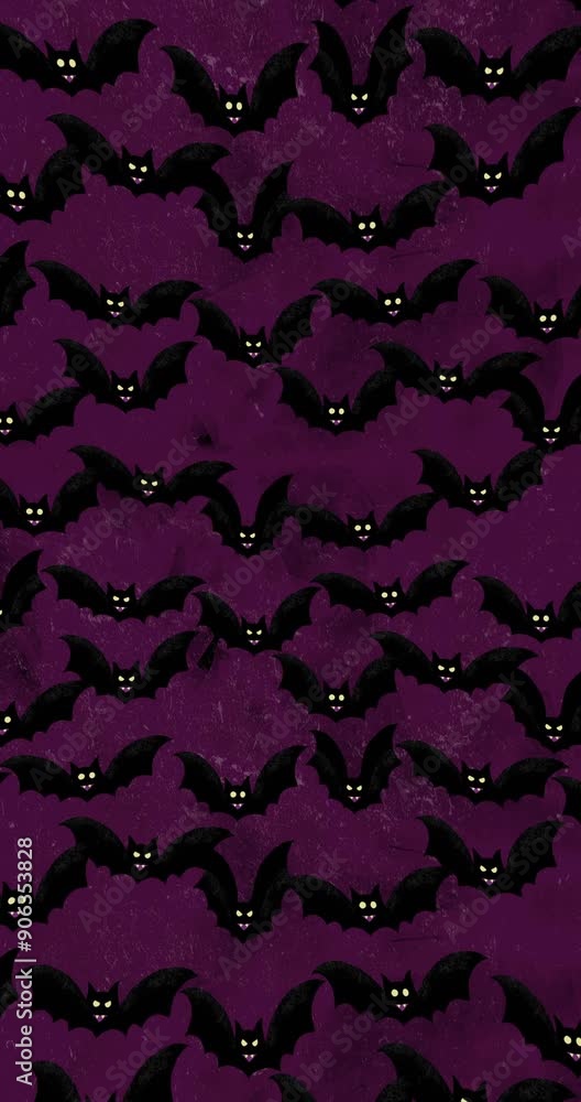 Seamless video loop of cartoon bats. Animated vertical 4k backdrop ...