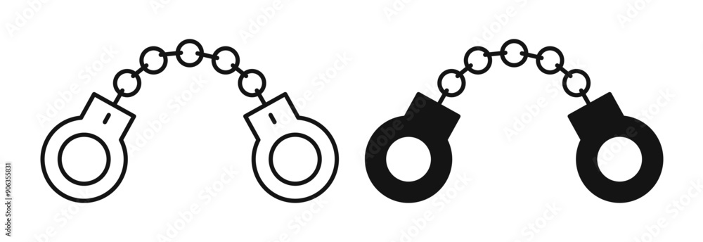 Handcuffs iconicon vector collection in outlined and solid style Stock ...