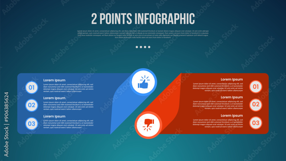 2 or two point template comparison versus things in infographic with ...