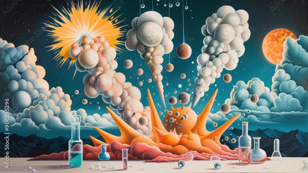 Commission artwork that vividly depicts the dispersion of gases and ...