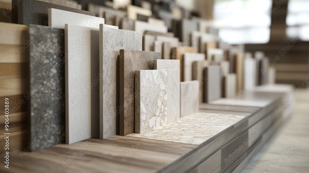 Kitchen and bathroom tiles showcased in a showroom, featuring new ...