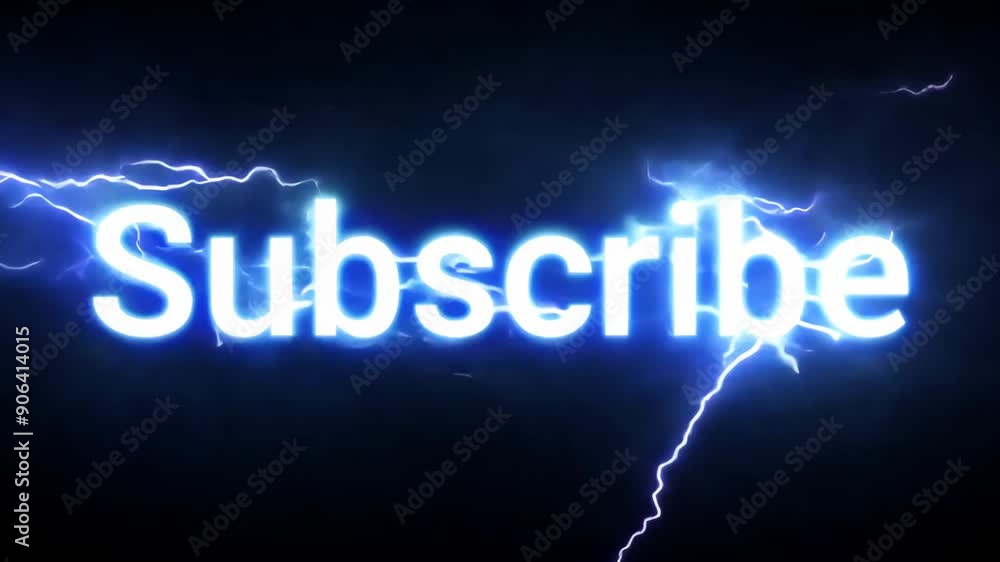 Animation of white SUBSCRIBE lettering on black background with blue ...