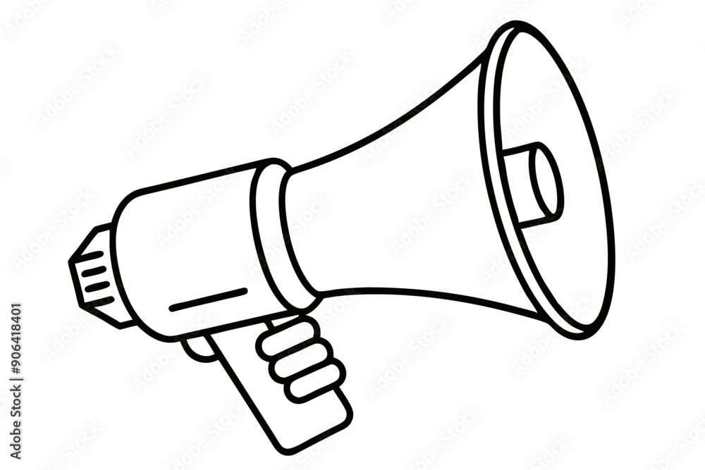 continuous single line drawing of hand holding megaphone, line art ...