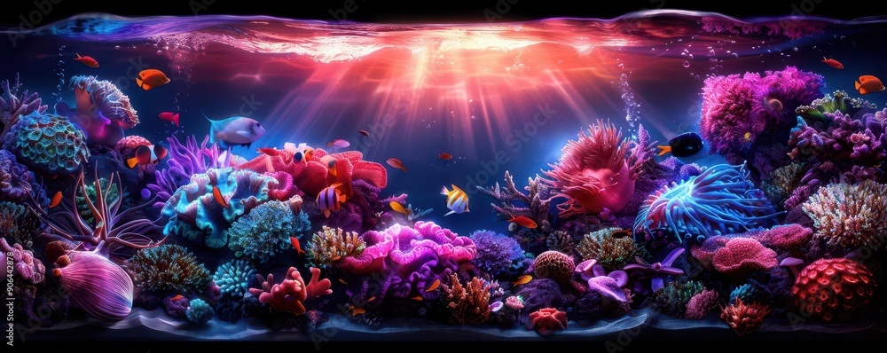 Marine ecosystem featuring coral reefs and diverse marine life, Realism ...