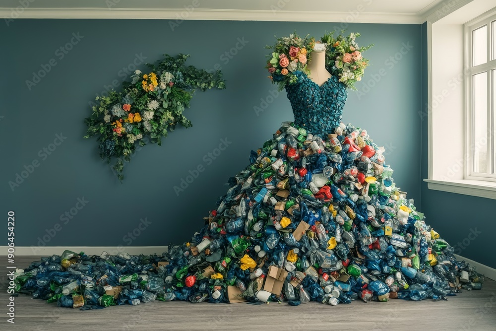 Unique fashion gown made from recycled materials advocating for ...