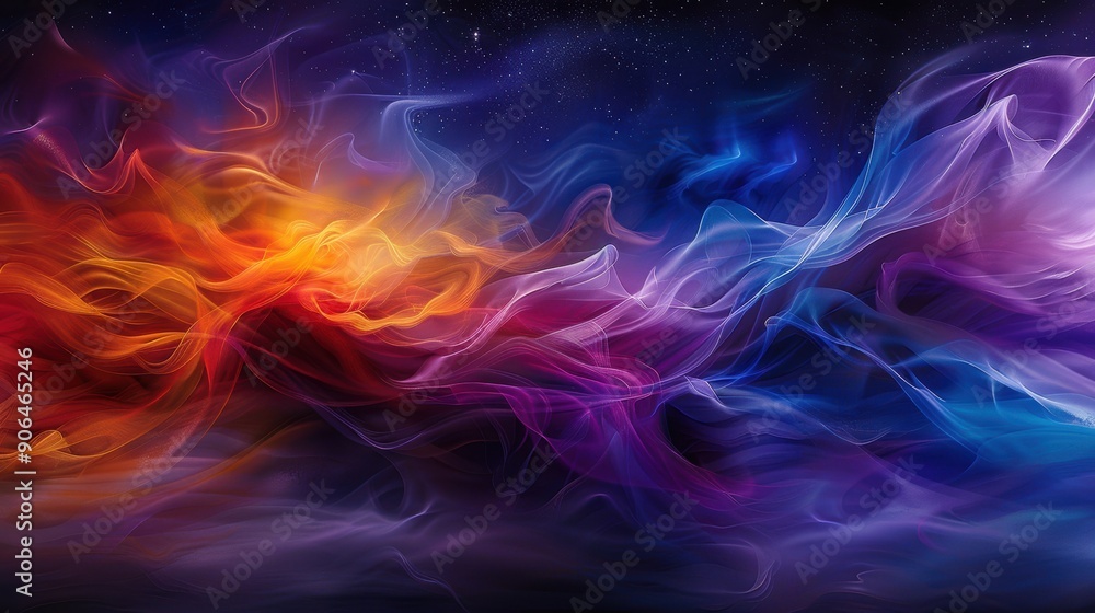 A colorful, swirling galaxy of fire and smoke. The colors are vibrant ...