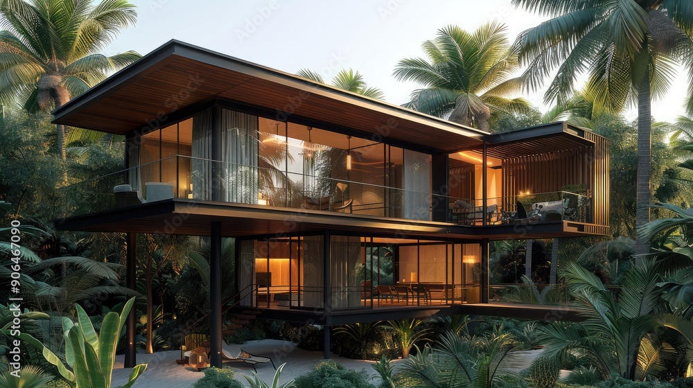 Contemporary minimal treehouse with clean lines, timber and steel ...