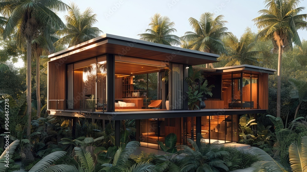 Contemporary minimal treehouse with clean lines, timber and steel ...