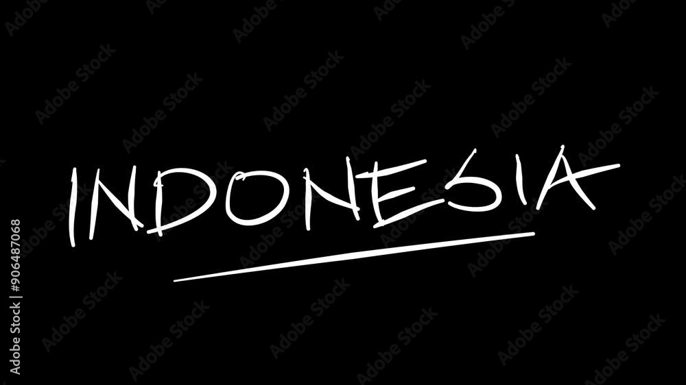 Animated self-drawing Indonesia text in line art, with lines forming ...