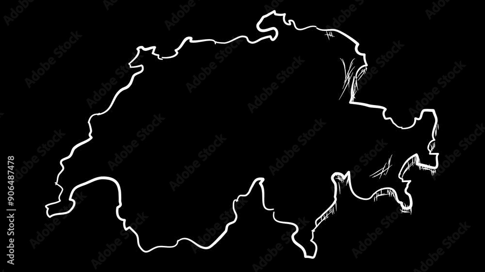 Animated self-drawing Swiss map outline art, lines forming the map ...