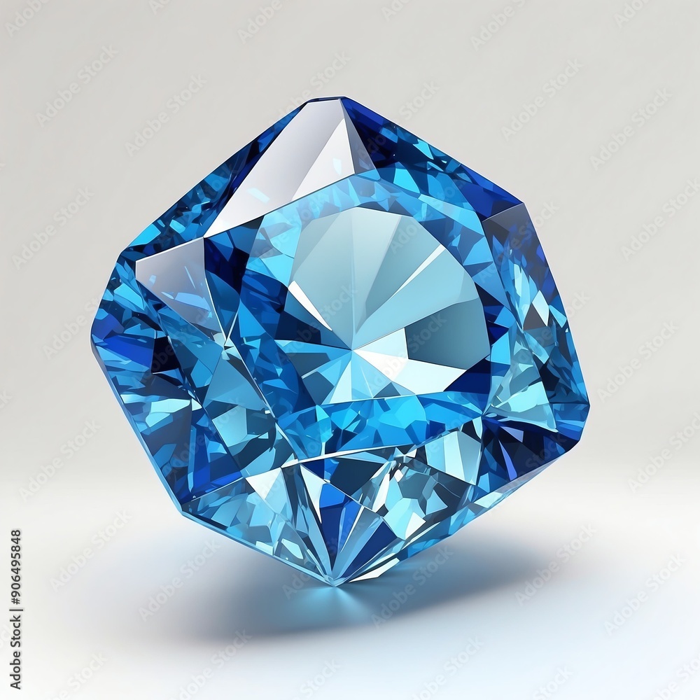 blue gemstone 3d art logo in plain white background design digital ...