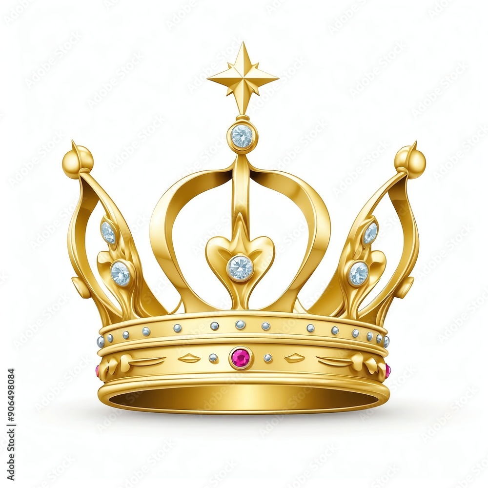 gold crown 3d art logo in plain white background design digital artwork ...