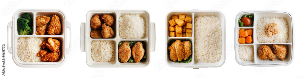 set tray of food with various compartments containing different types ...