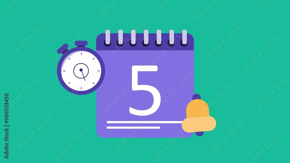 2D animated video of a calendar that changes dates, visualizing time ...