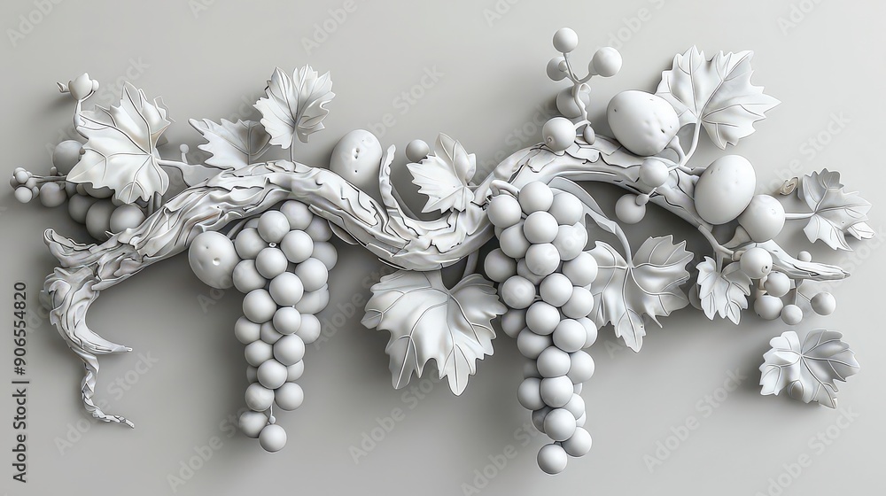 A creative 3D model of a vine as an artistic sculpture, with ...