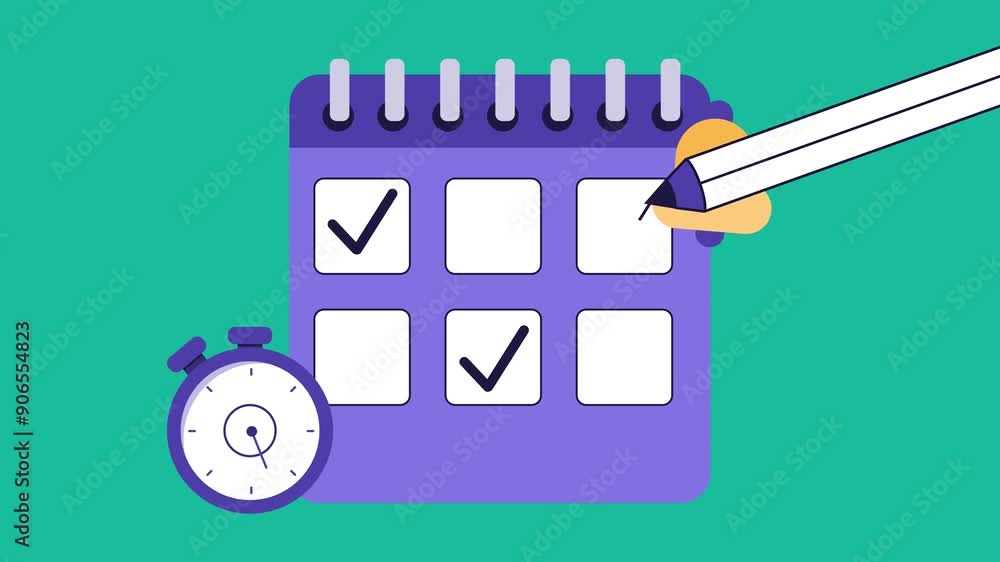 2d animated video of a calendar with a pencil ticking off completed ...