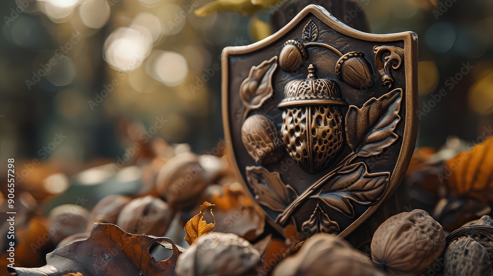 logo combining a nut with a shield shape, symbolizing protection and ...