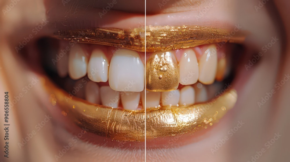 split-screen comparison showing a before and after scenario of gold ...