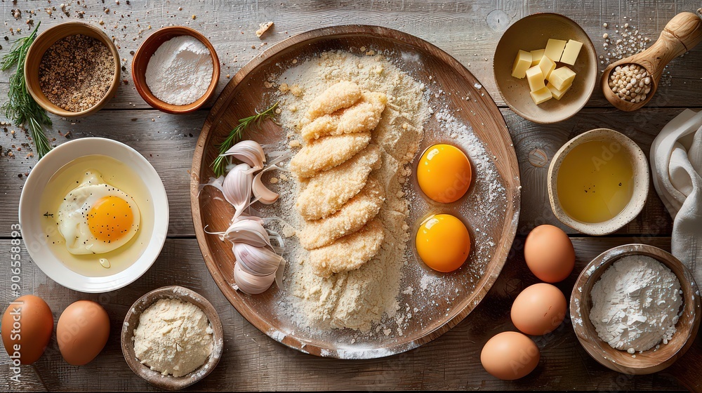 step-by-step visual of chicken tenders being breaded and prepared for ...