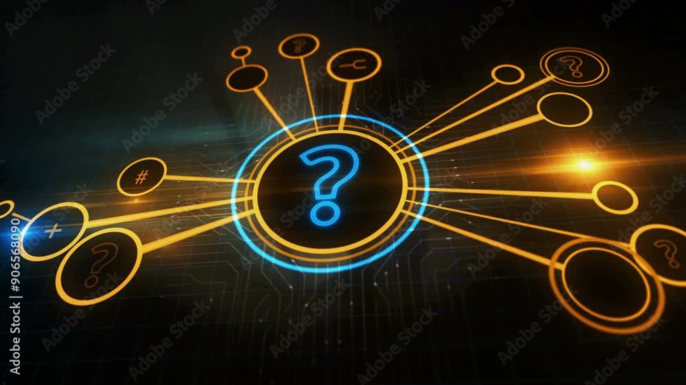 Question mark help and quiz symbol digital concept. Cyber technology ...