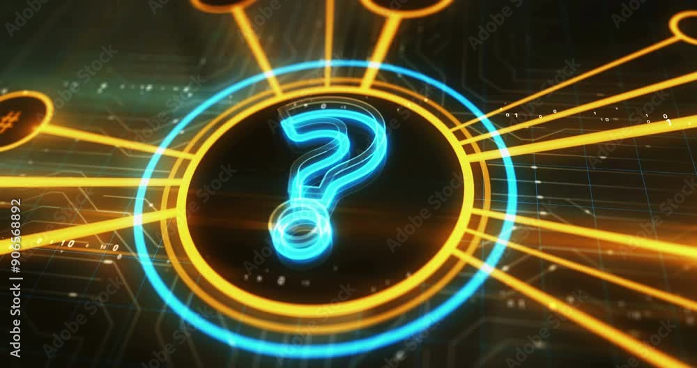 Question mark help and quiz symbol digital concept. Cyber technology ...