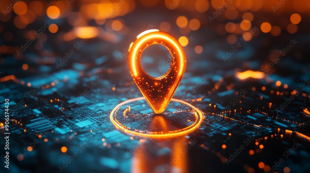 Digital map displaying GPS location with two pins set, showing AI ...