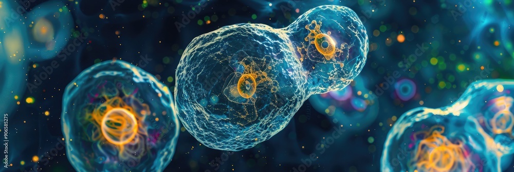 Cell division in meiosis Telophase II observed under a microscope Stock ...
