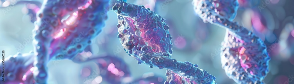 Process of transcription in eukaryotic cells, top view, illustrating ...