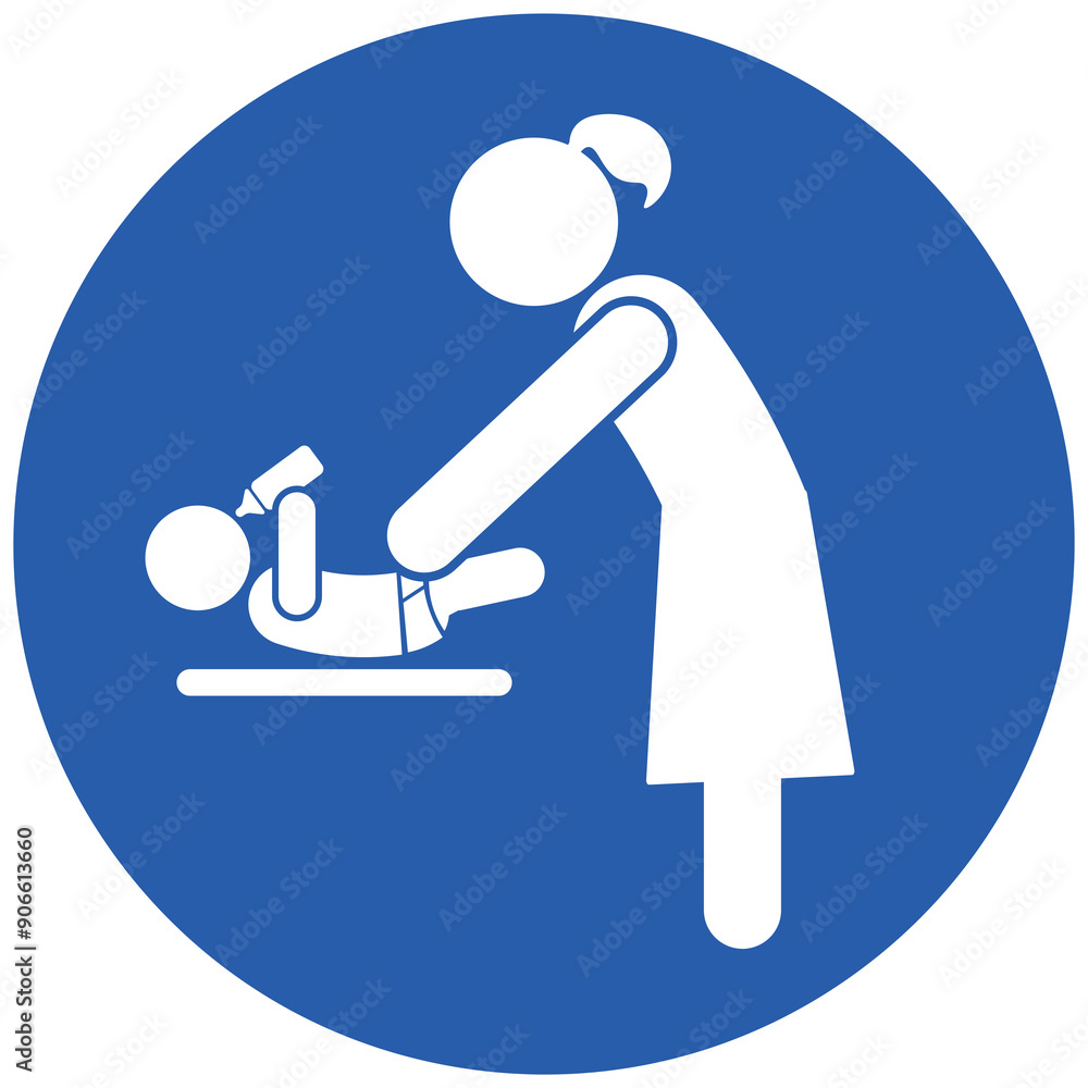 Circle Blue Changing Baby diapers room and prohibited to change papers ...