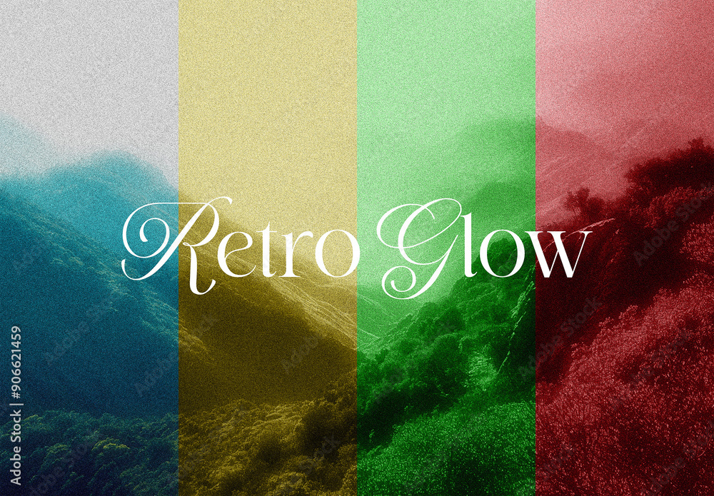 Retro Glow Photo Effect Mockup Stock Template | Adobe Stock