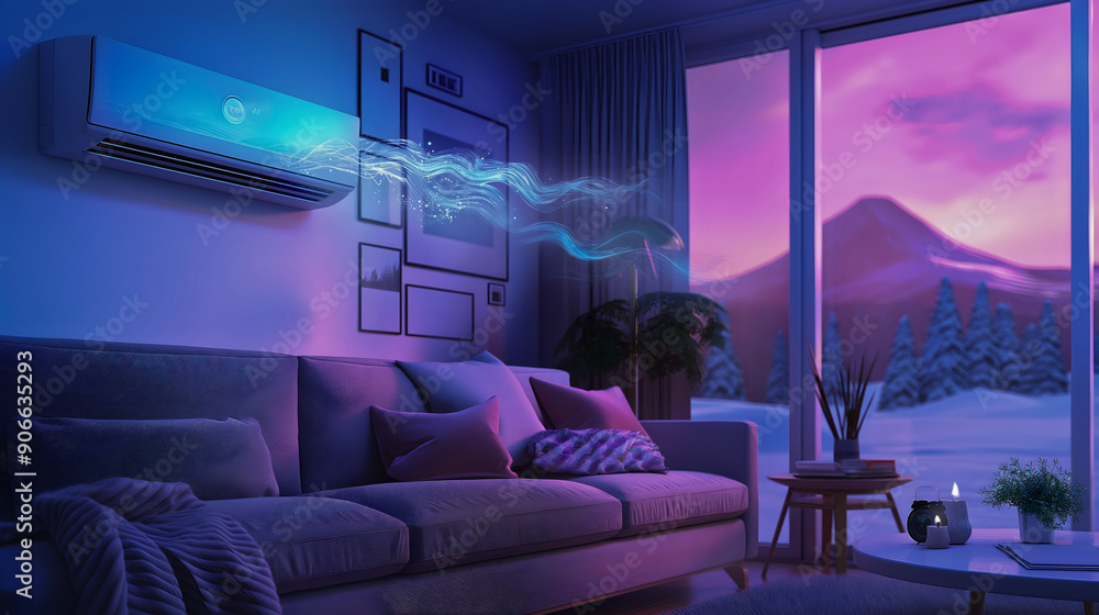 An air conditioner that cools the living room during hot summer days ...